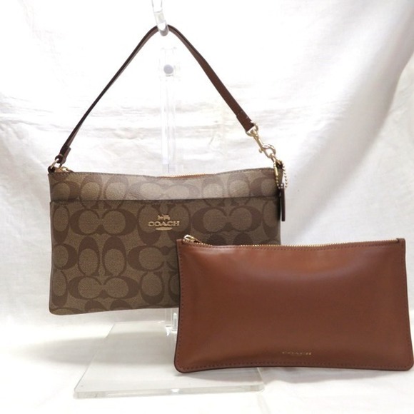 Coach | Bags | Coach Signature F6586 Pvc X Leather Bag Handbag Unisex ...